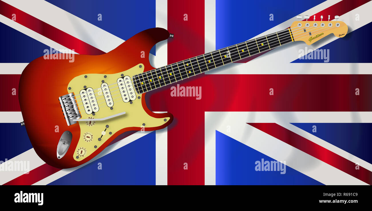 Union Jack Flag And Electric Guitar Stock Photo - Alamy