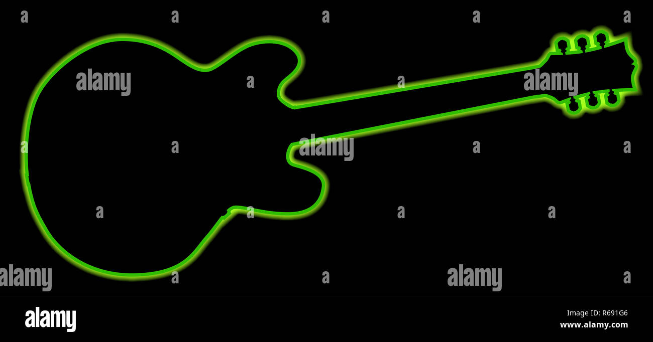 Green Neon Electric Guitar Stock Photo - Alamy