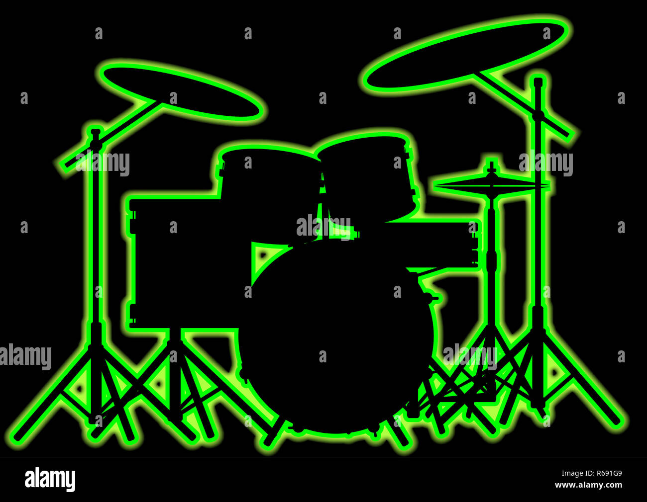 Neon Drum Kit Stock Photo Alamy