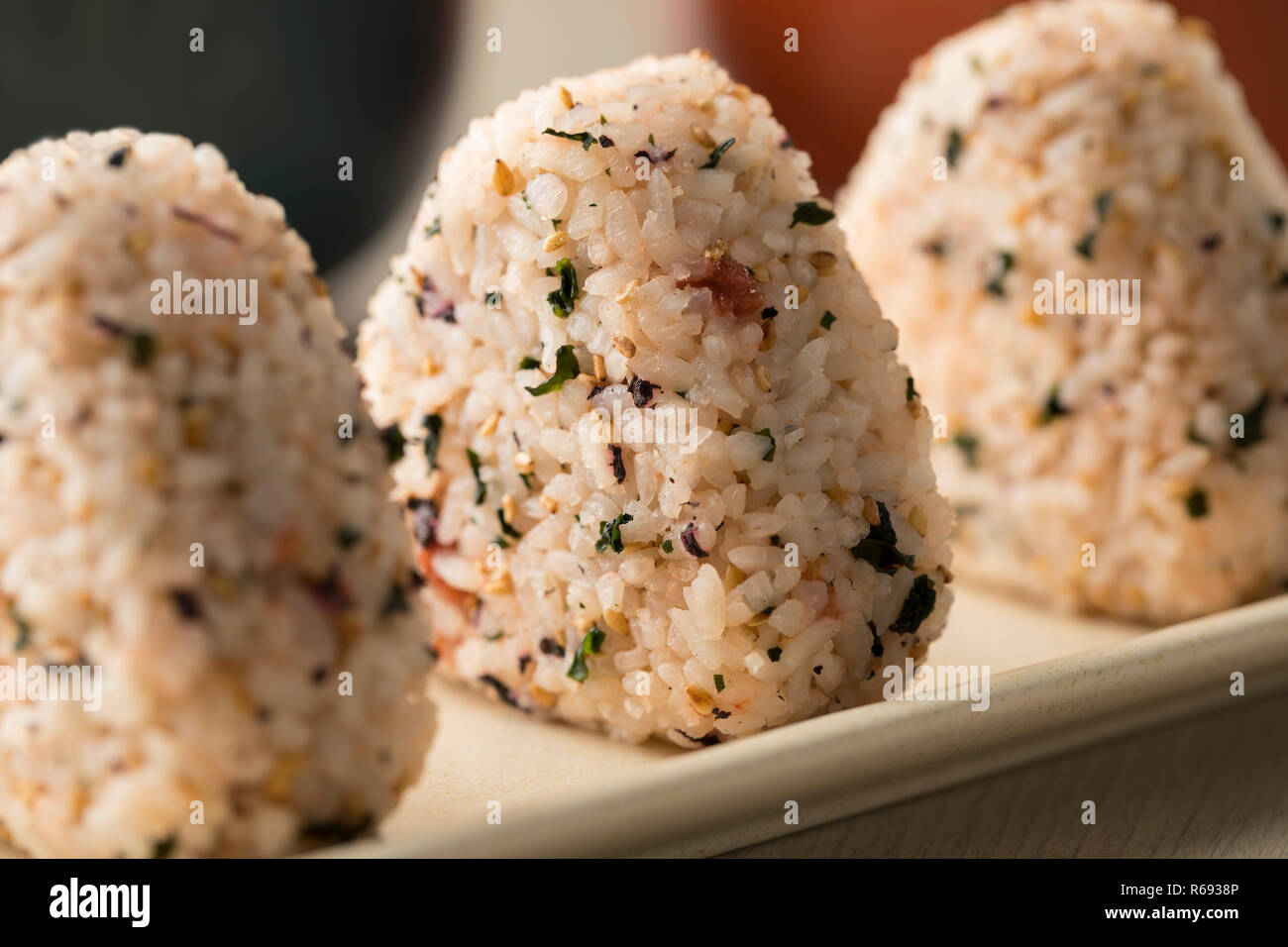 Traditional fresh homemade Japanese onigiri close up Stock Photo - Alamy