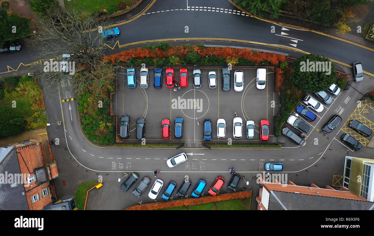 Aerial view of parked cars Stock Photo - Alamy