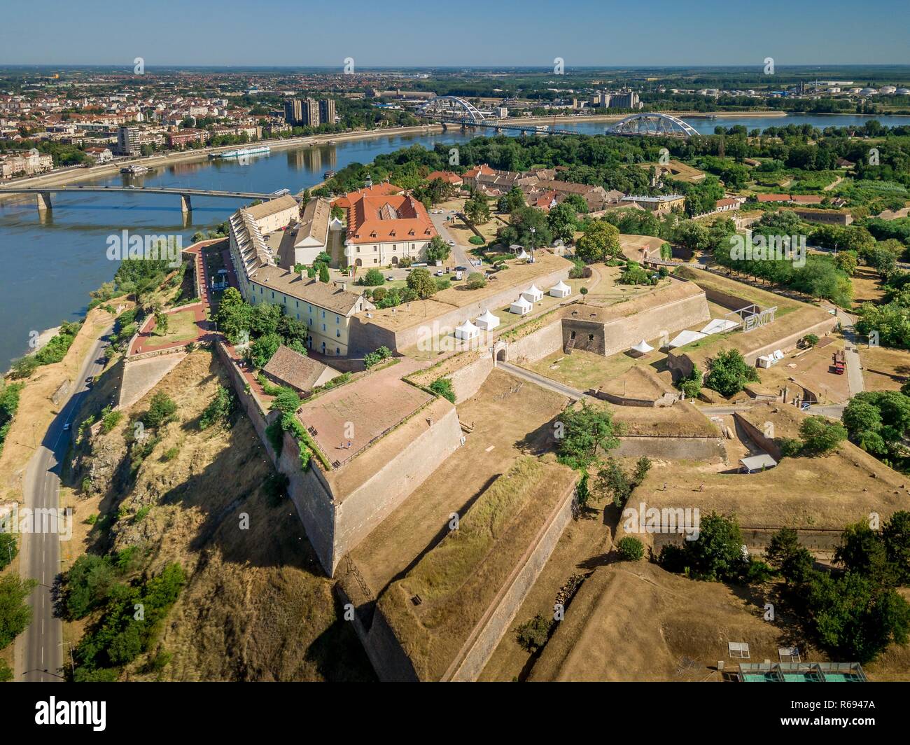 Aerial view of Petrovaradin Novi Sad fortress from the Austria Turkish ...