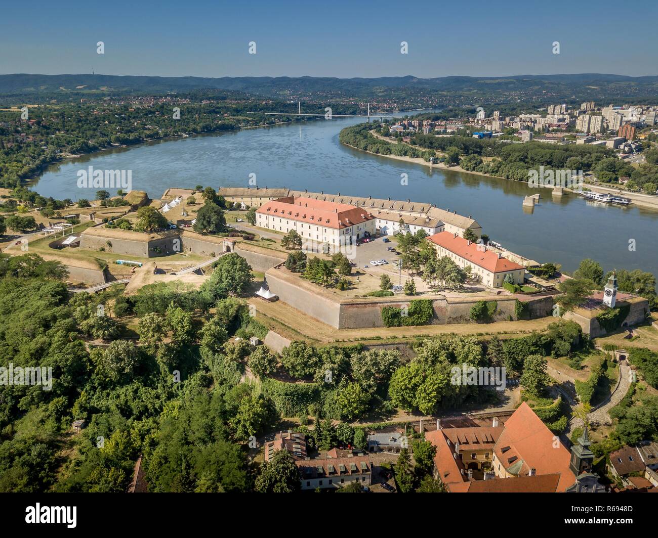 Aerial view of Petrovaradin Novi Sad fortress from the Austria Turkish ...