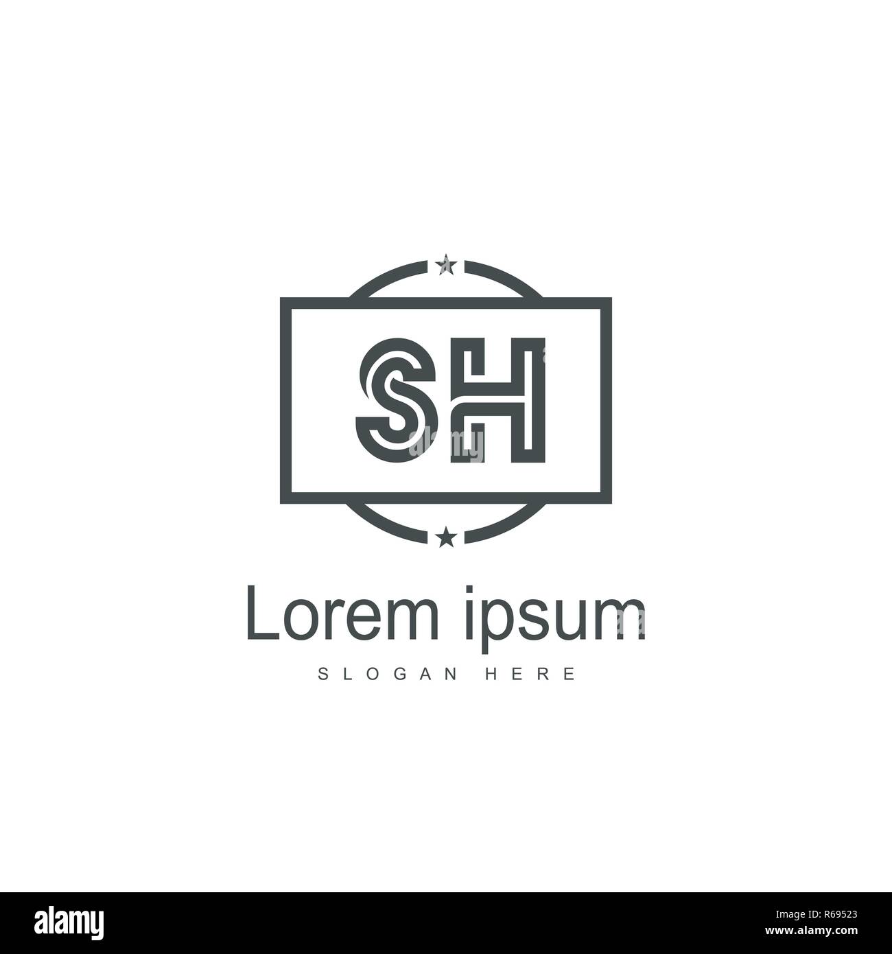 Initial letter SH Logo template design. minimal letter logo Stock ...