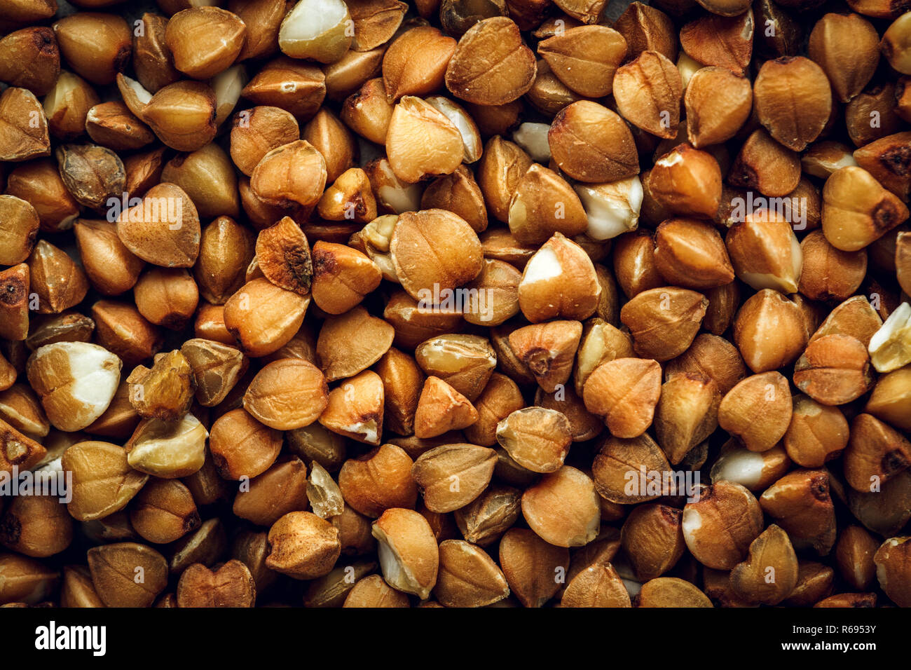 Roasted buckwheat macro Background Stock Photo - Alamy