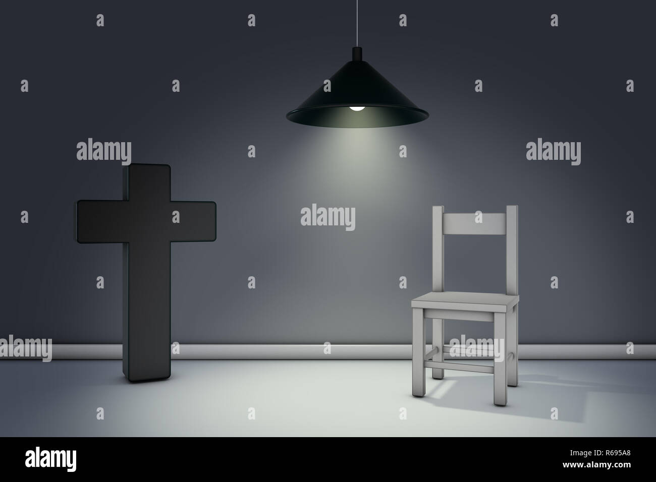 christian cross and chair Stock Photo - Alamy