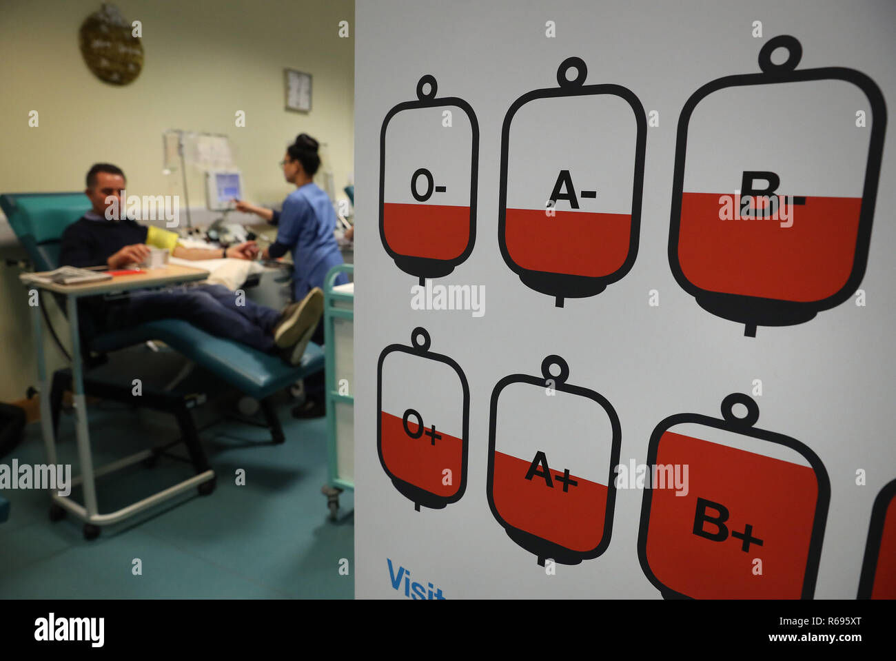 Blood donor Alan Caplan giving blood at the Glasgow Donor Centre as the ...