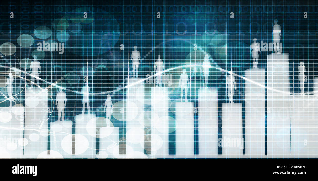 People Standing on a Bar Chart Stock Photo - Alamy