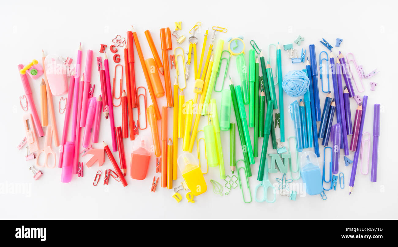 Colorful Office Supplies Stock Photo - Alamy