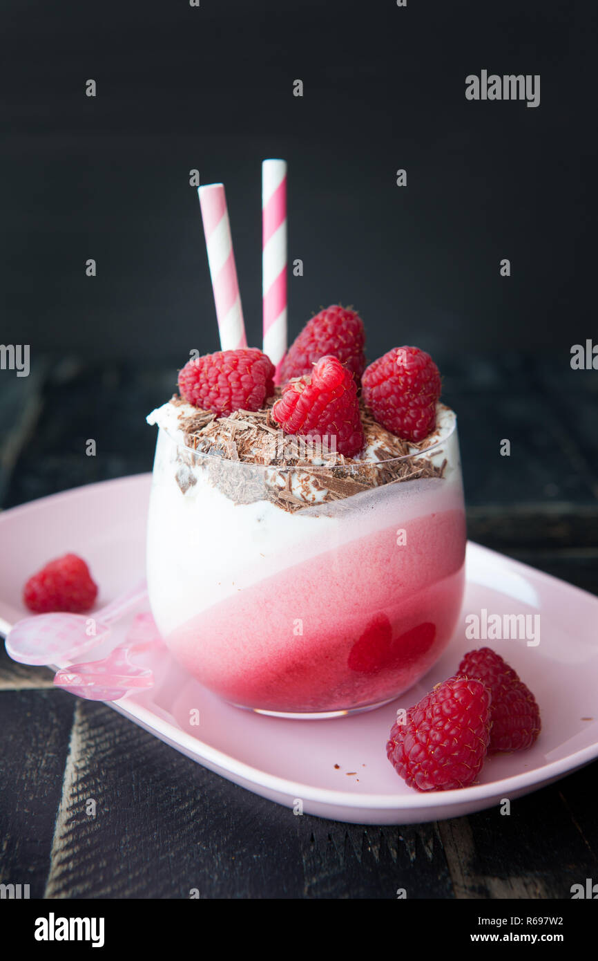 Layered Dessert With Raspberries Stock Photo - Alamy