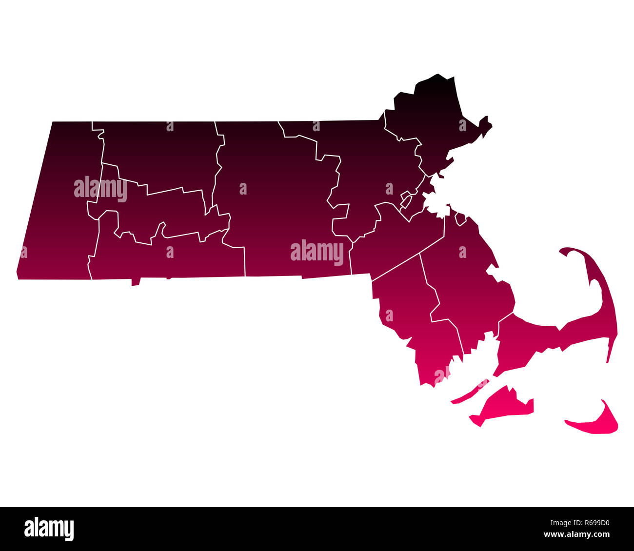 Massachusetts map regions hi-res stock photography and images - Alamy