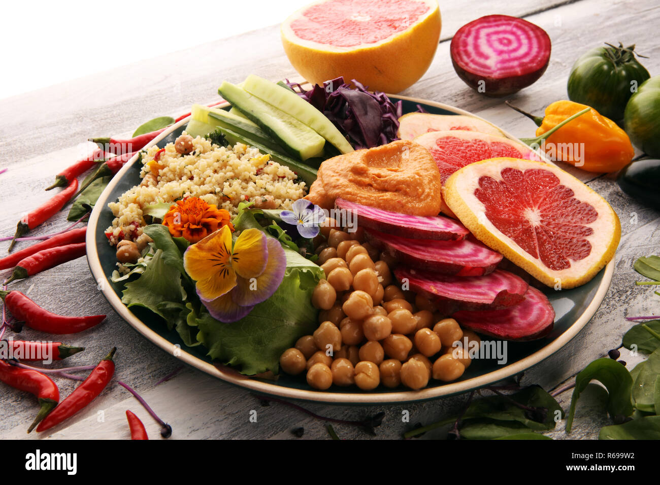 Bowl of Buddha, The concept of a healthy diet: chickpeas, salad ...
