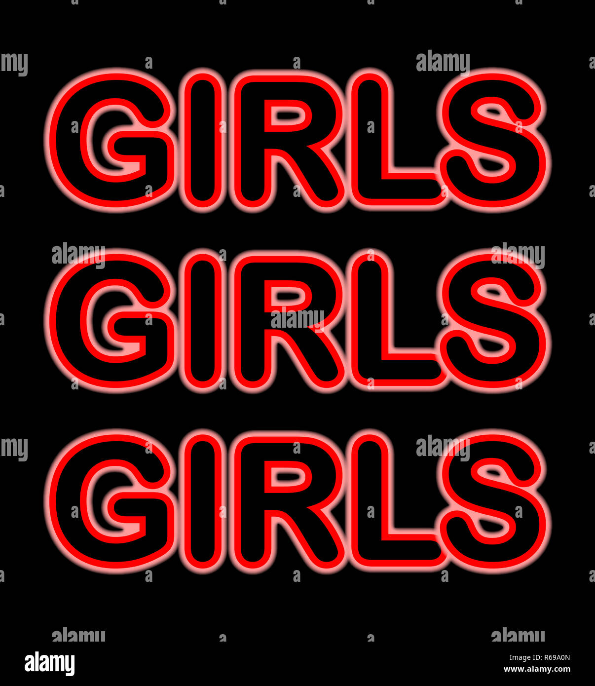 Girls Red Neon Sign Stock Photo - Alamy