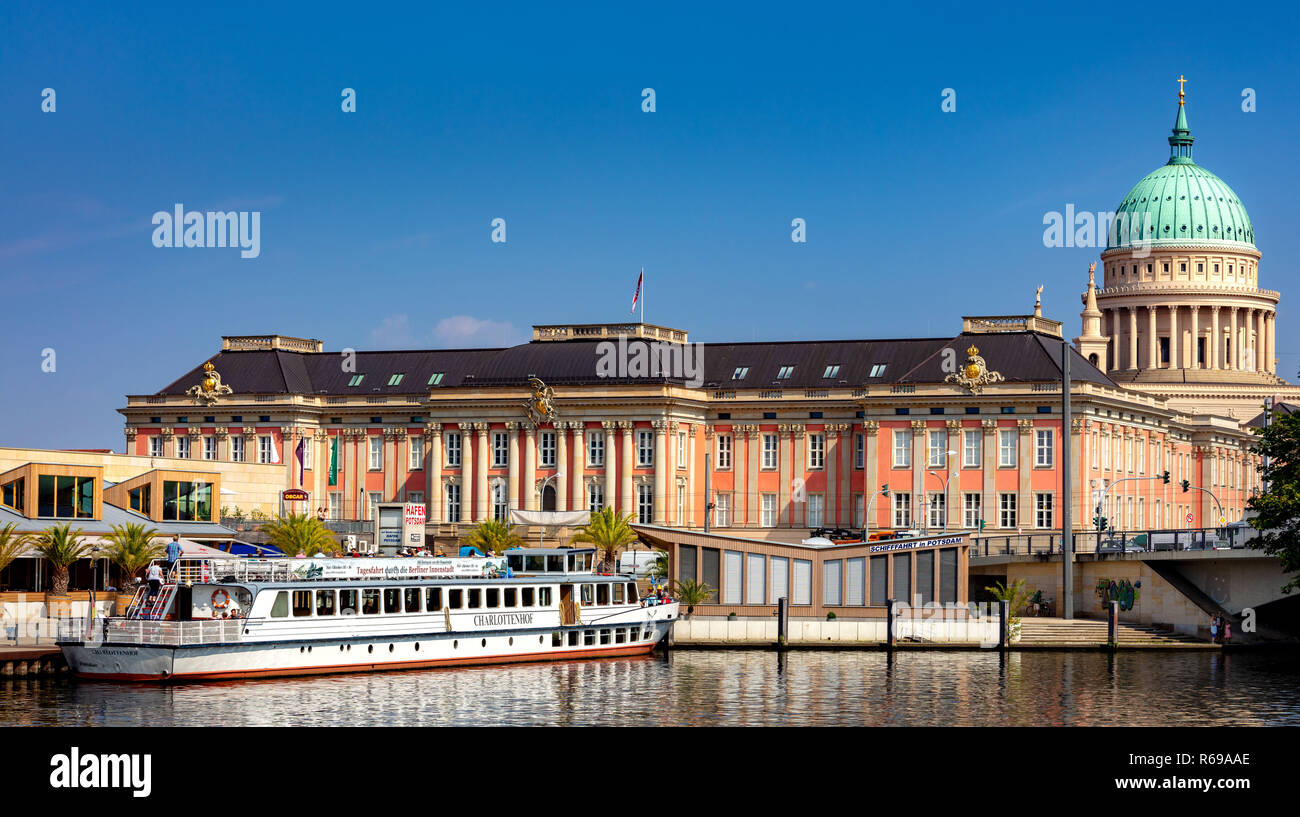 Potsdamer Hafen And The Landtag Building With The Nikolai Church In The ...