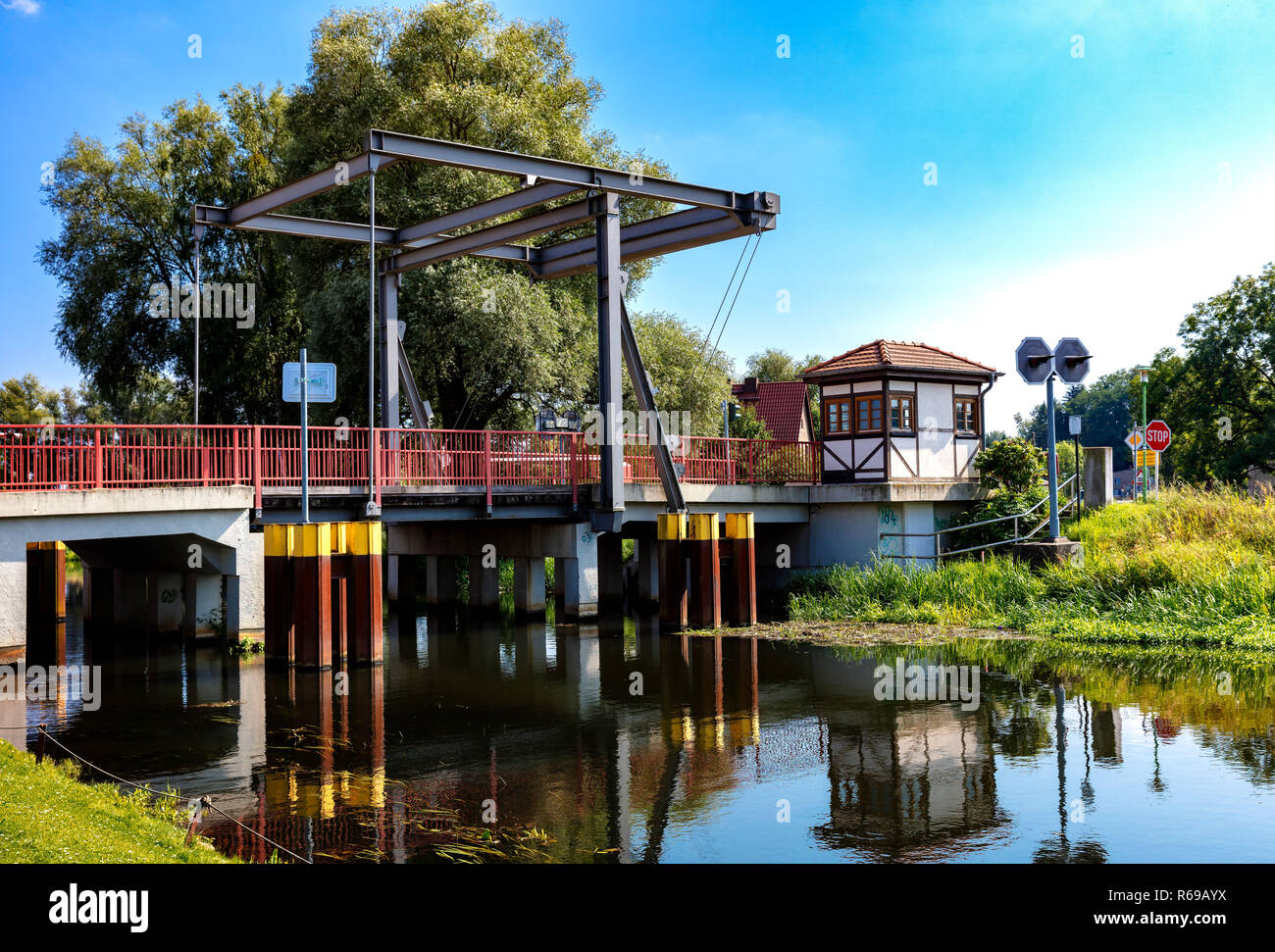 Small Drawbridge On A Canal In Lower Finow Stock Photo - Alamy