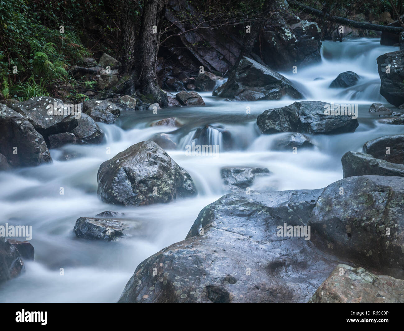 Fast Flowing Water Of A Mountain River With Motion Blur Stock Photo - Alamy