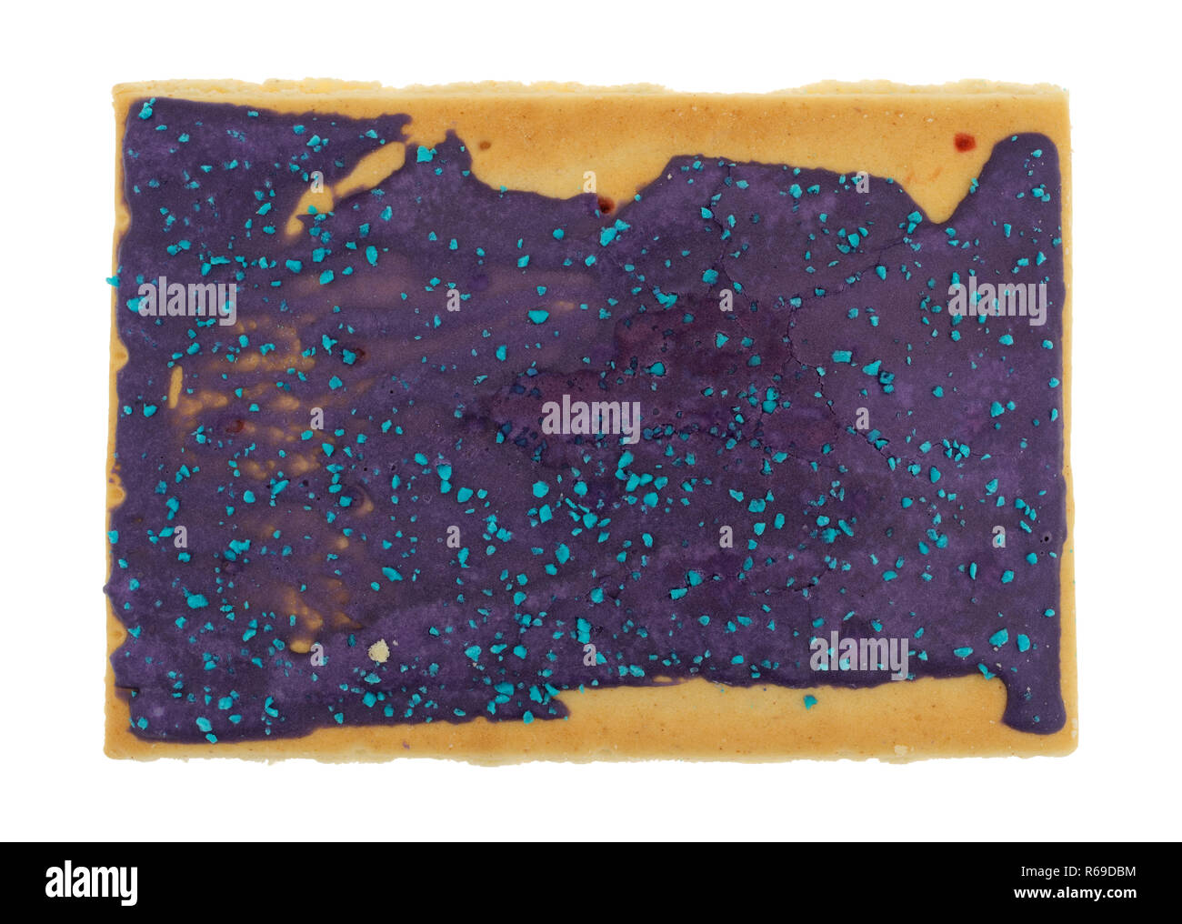 Top view of a purple icing toaster pastry isolated on a white ...