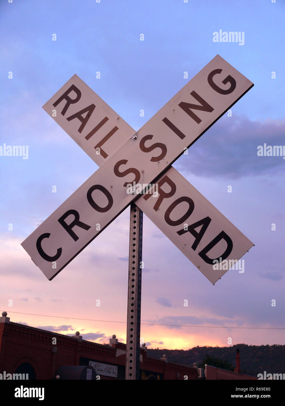Railroad crossing sign x hi-res stock photography and images - Alamy
