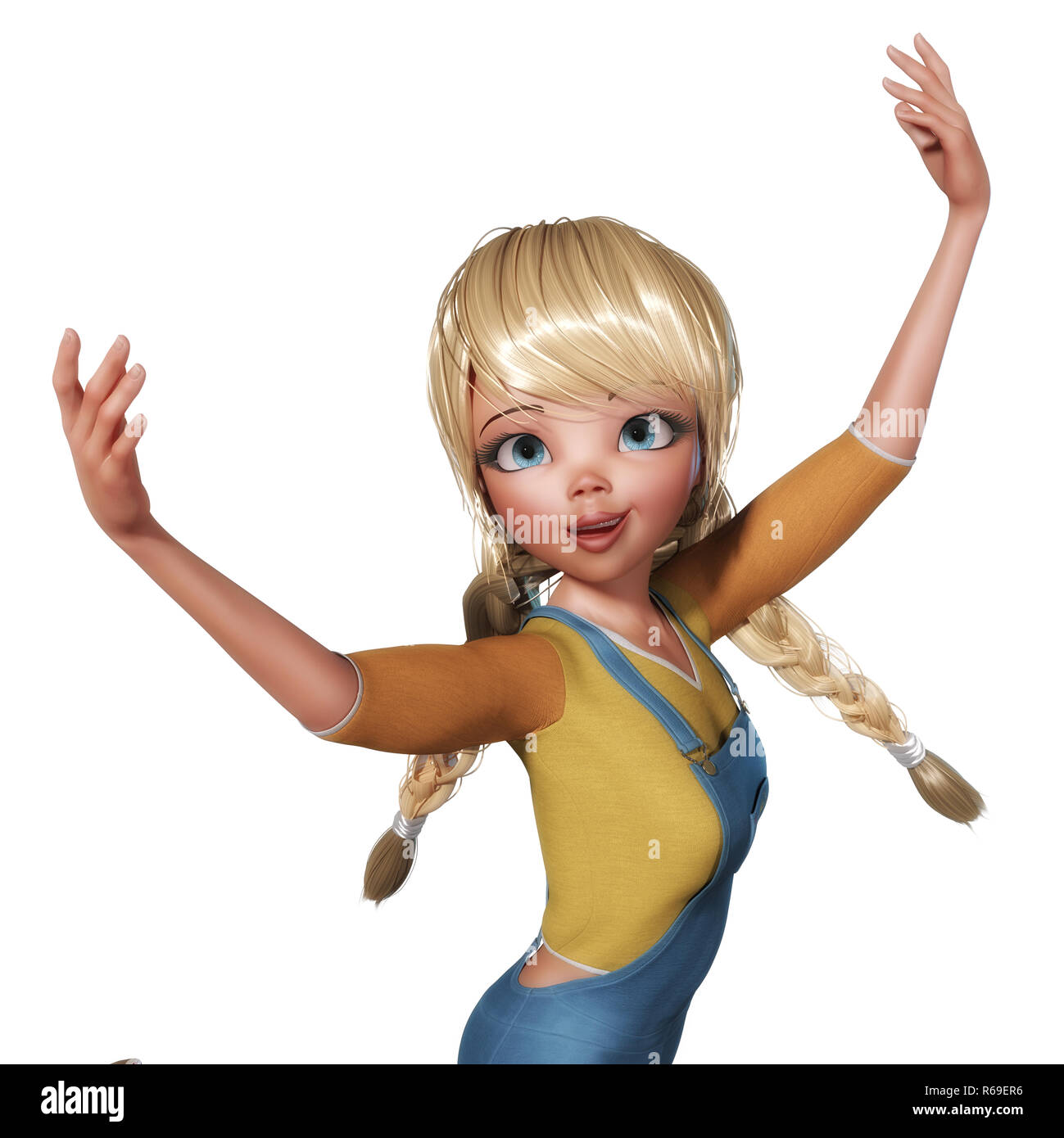 Digital 3D Illustration Of A Toon Girl Stock Photo - Alamy
