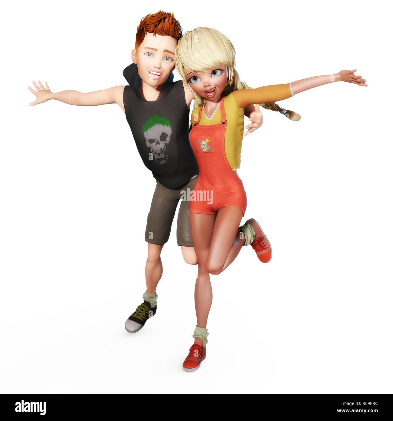 Digital 3D Illustration Of Toon Kids Stock Photo - Alamy