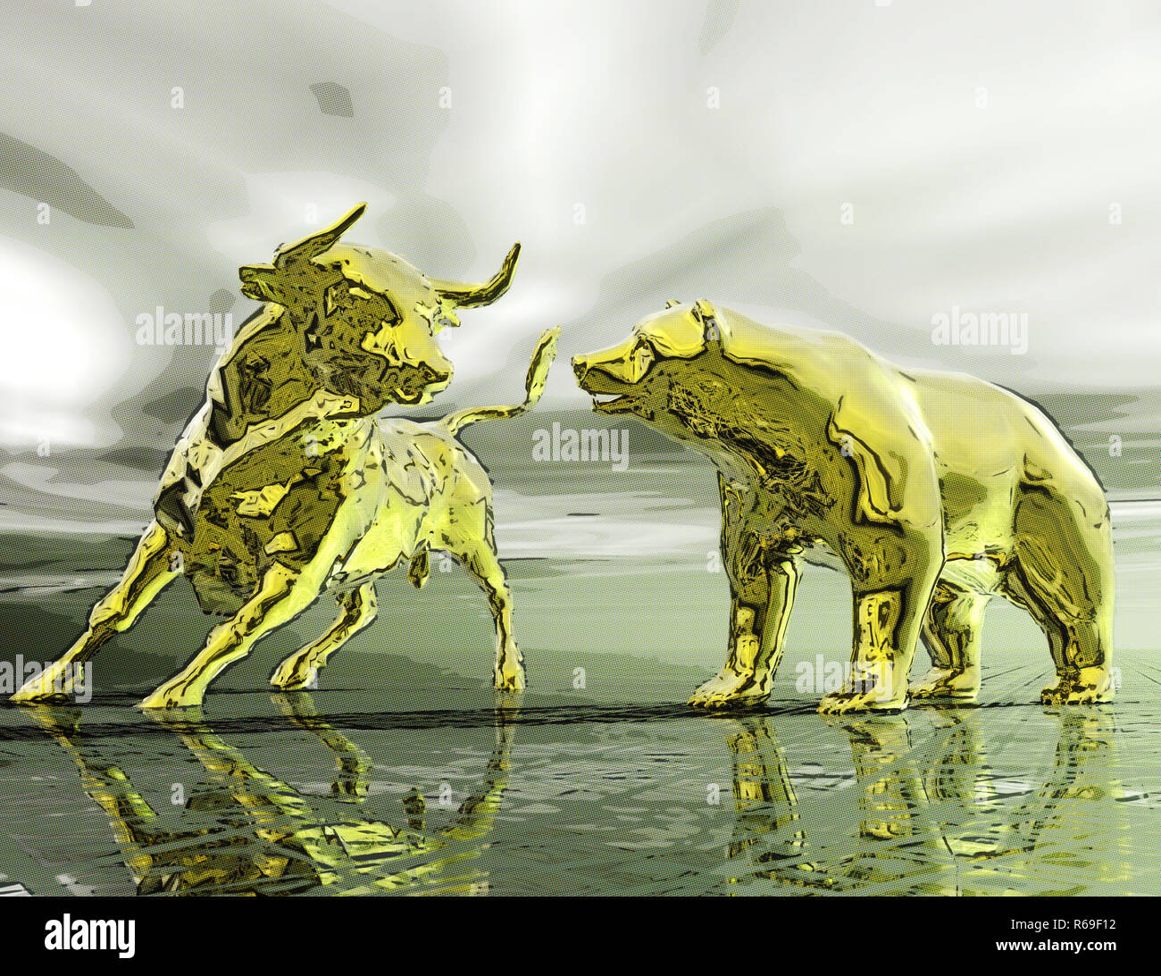 Digital Illustration Of Bull And Bear Stock Photo - Alamy