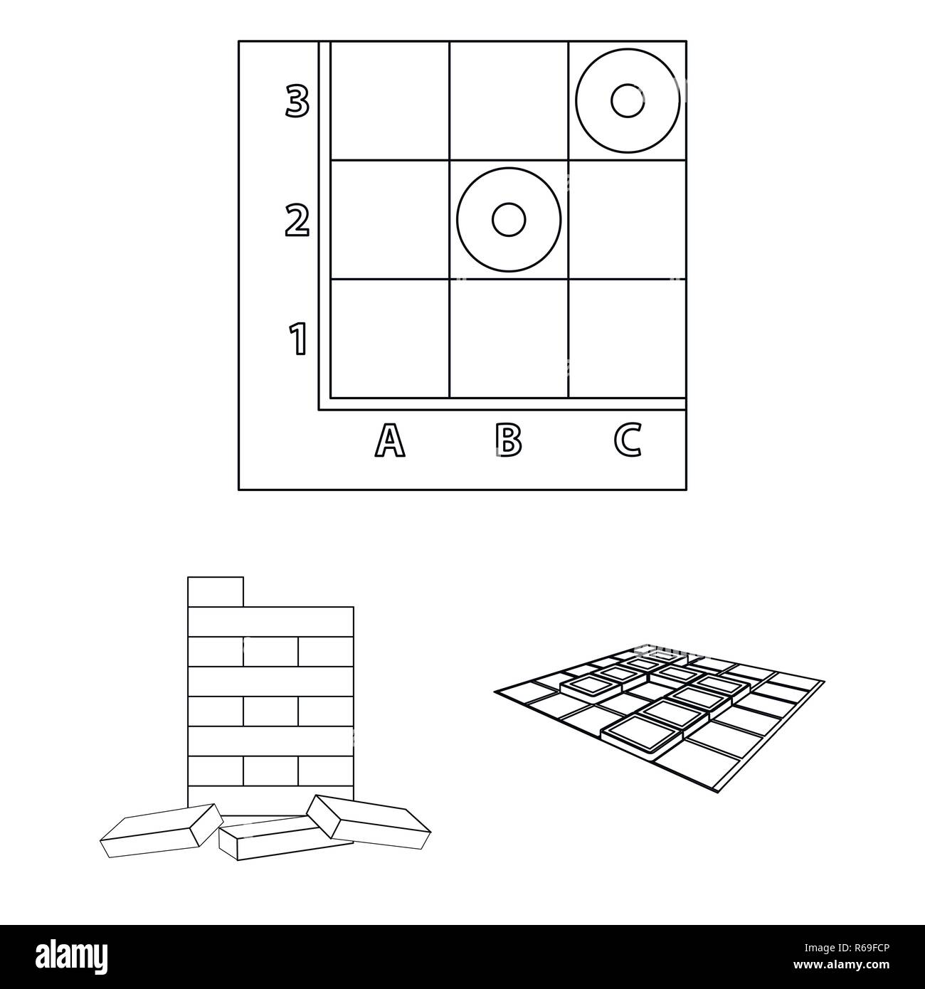 Board game outline icons in set collection for design. Game and ...