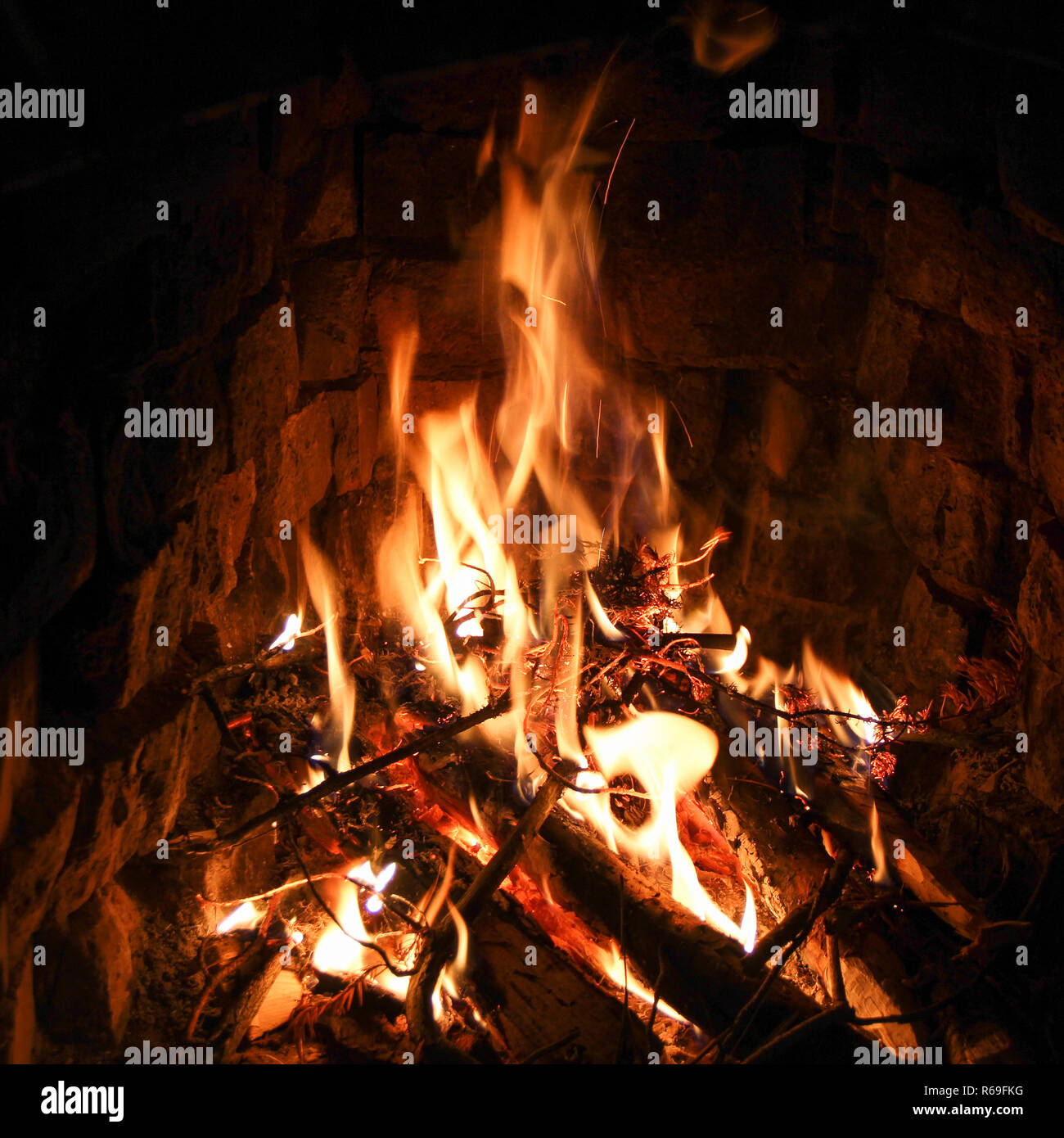 Firewood burning in fireplace beautiful hi-res stock photography and ...