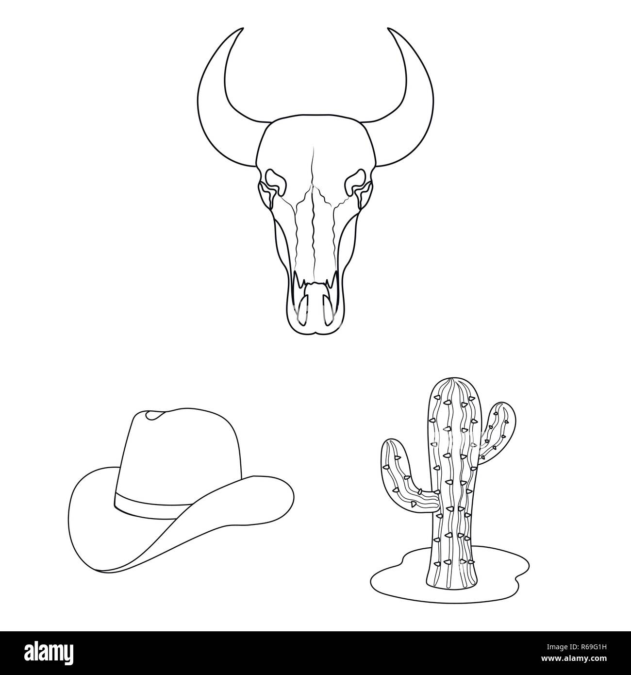 Rodeo, competition outline icons in set collection for design. Cowboy ...