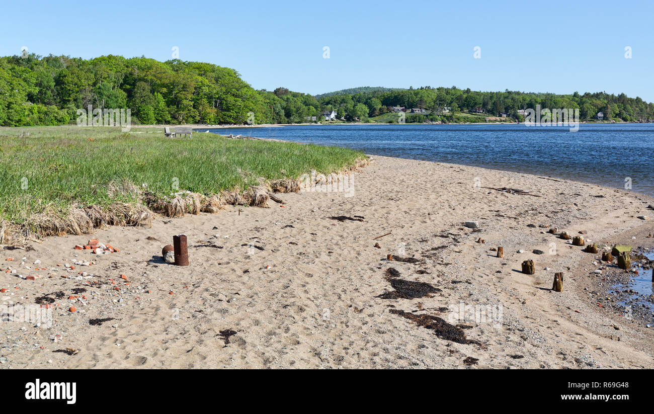 View of the shoreline at Sandy Point Beach Park in Stockton Springs ...