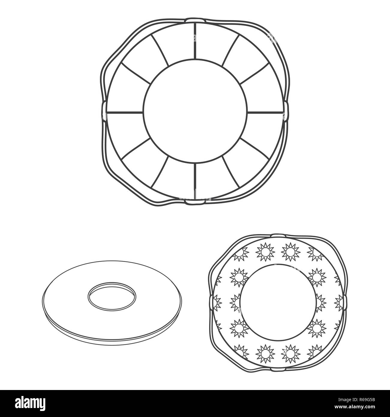Multicolored swimming circle outline icons in set collection for design ...