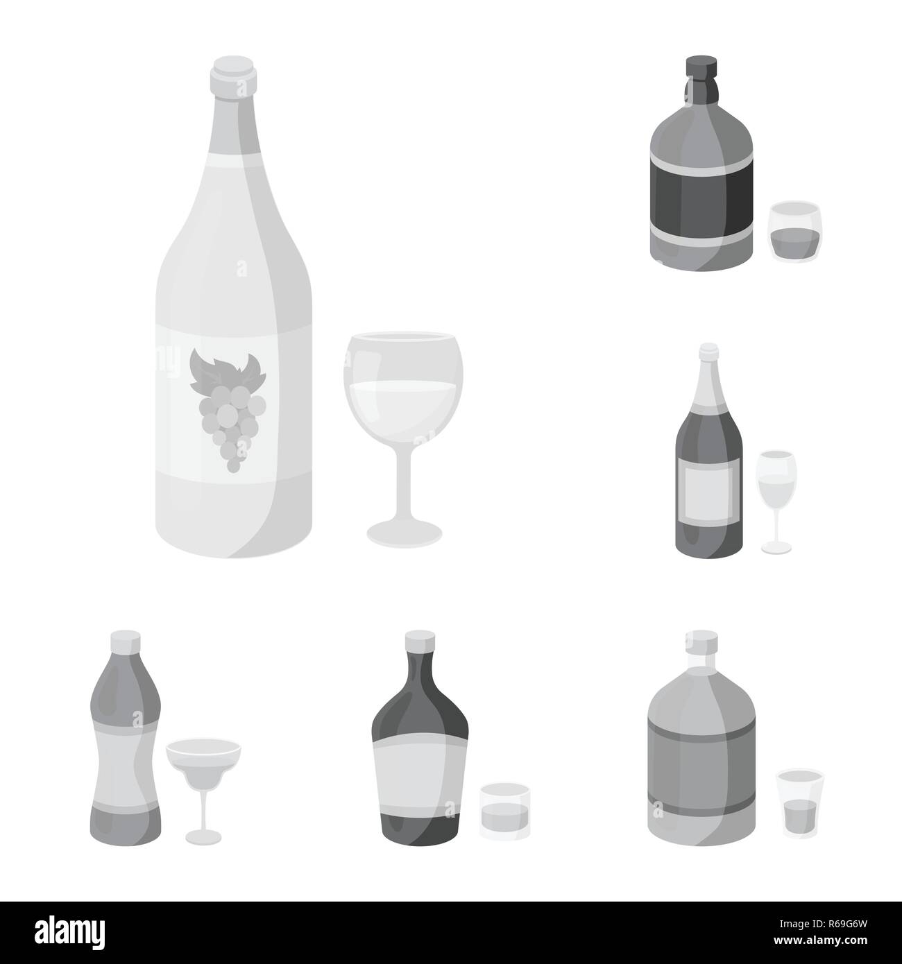 Types of alcohol monochrome icons in set collection for design. Alcohol ...