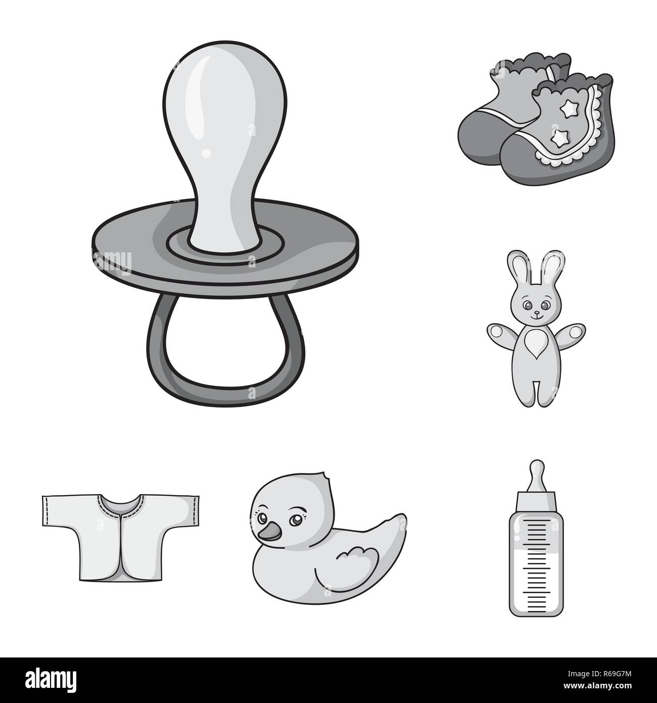 Birth of a baby monochrome icons in set collection for design. Newborn ...