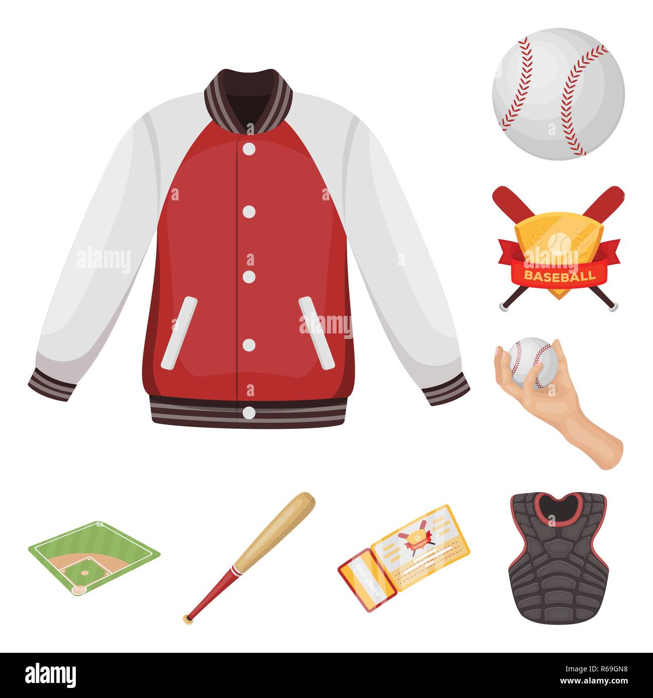 Baseball and attributes cartoon icons in set collection for design ...