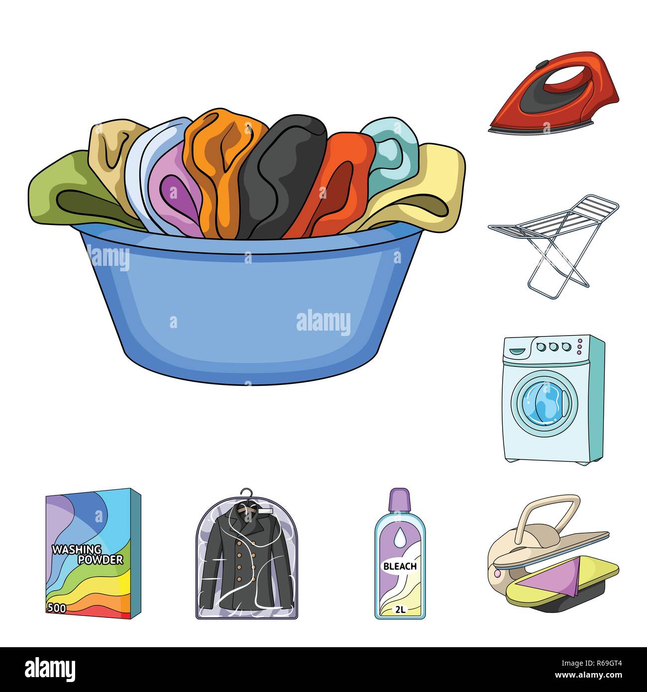 Dry cleaning equipment cartoon icons in set collection for design ...