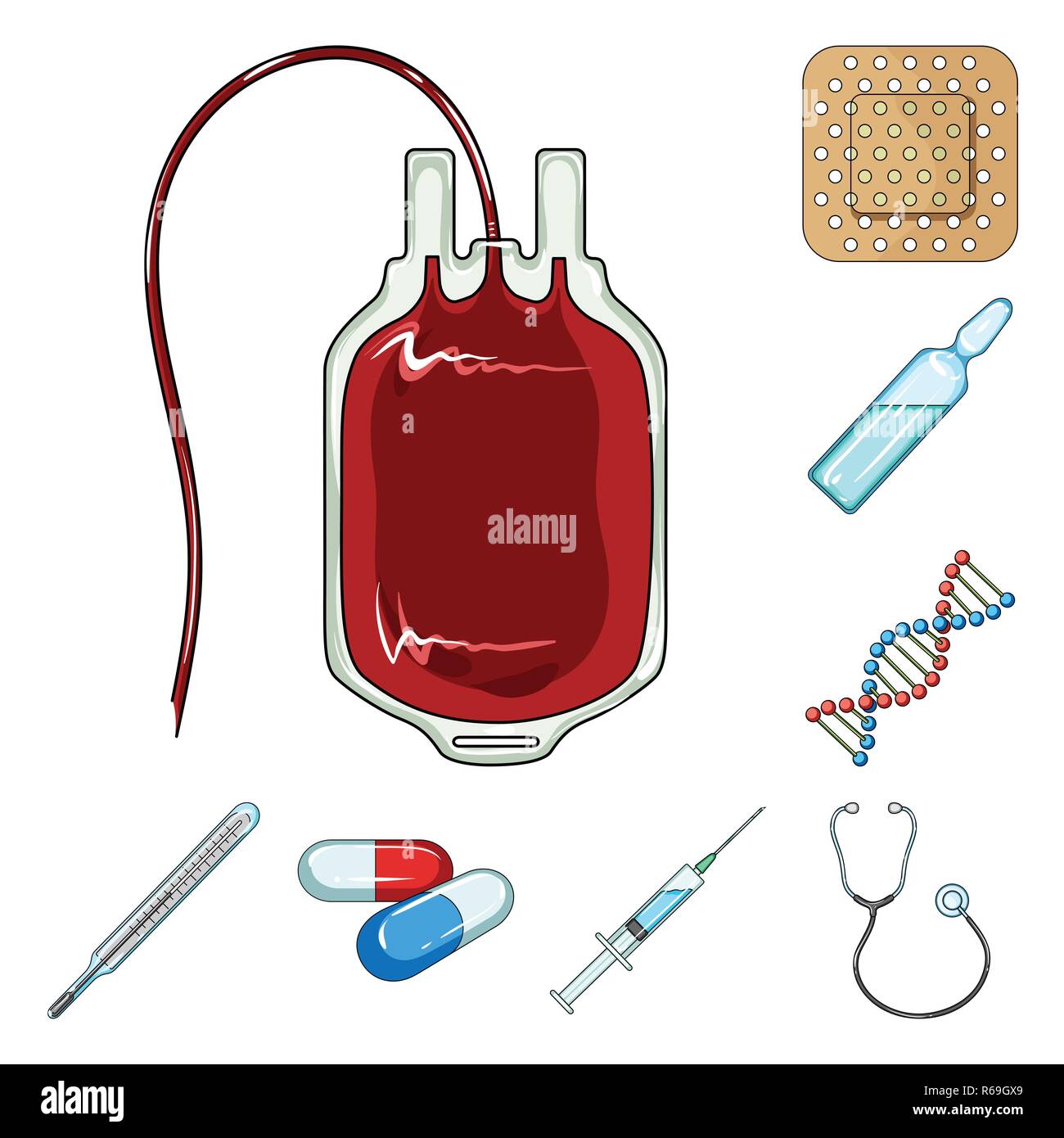Medicine and treatment cartoon icons in set collection for design ...