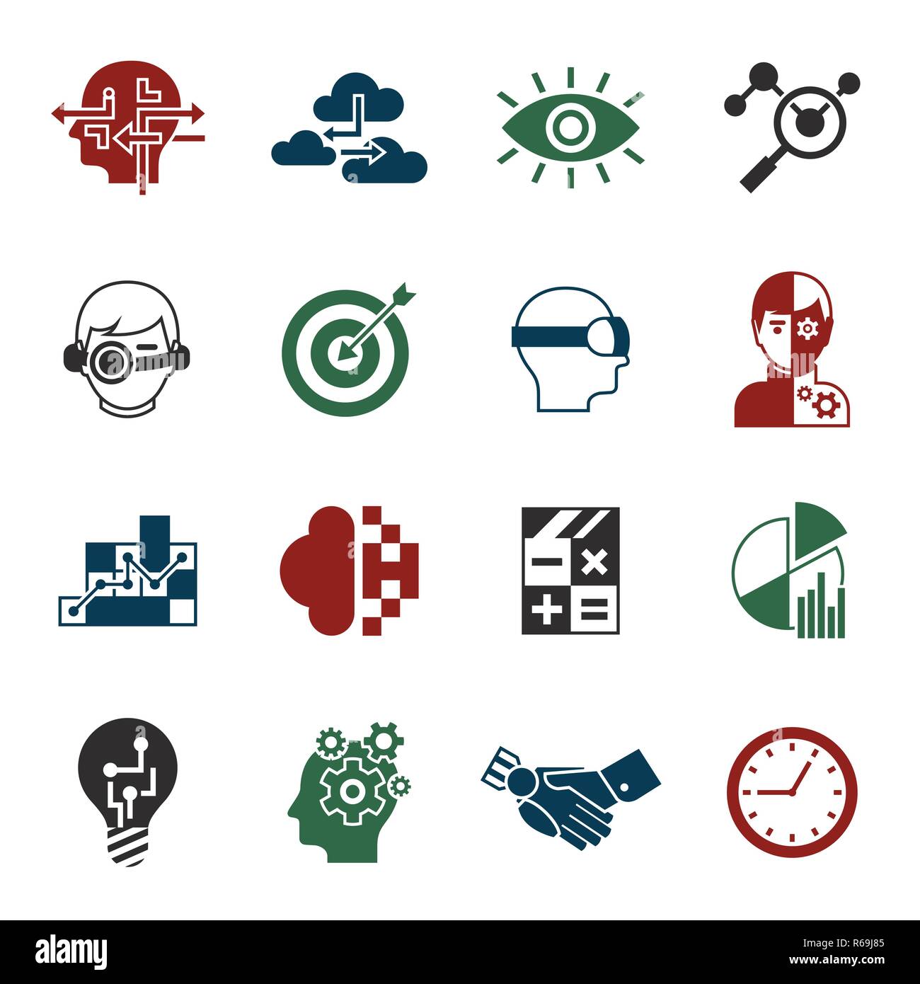 Digital vector augmented analytics and innovation technology icons set ...