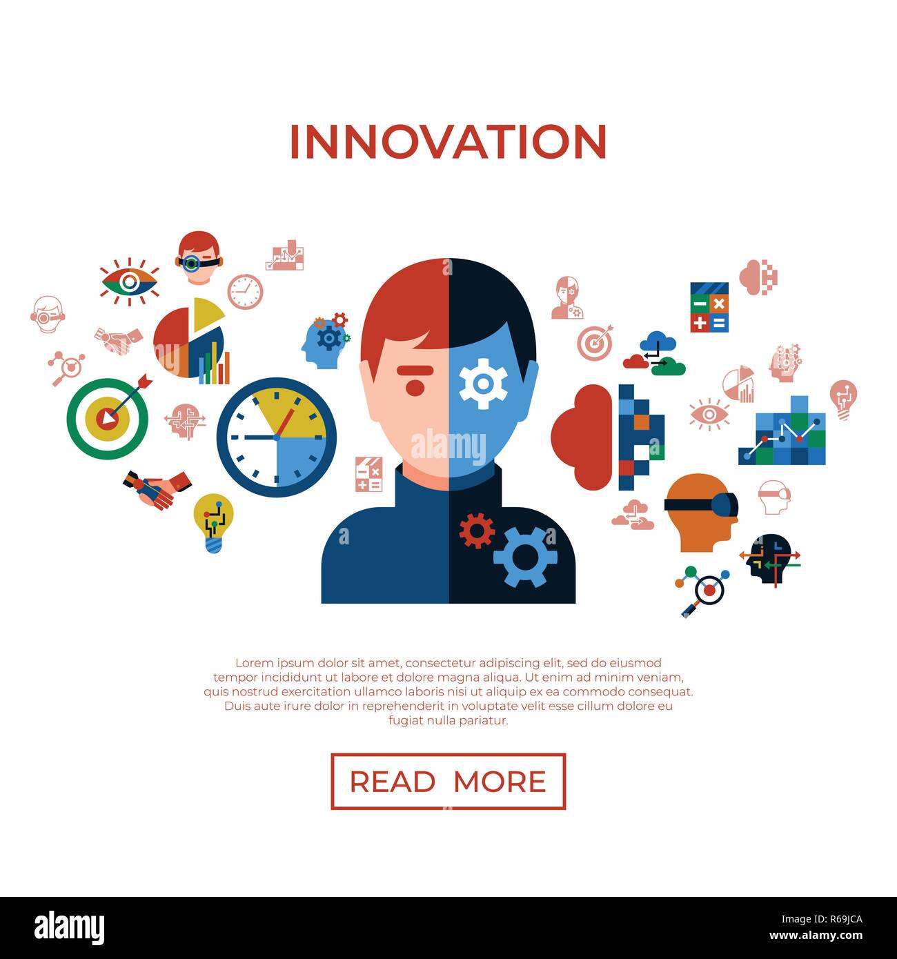 Digital vector augmented analytics and innovation technology icons set ...