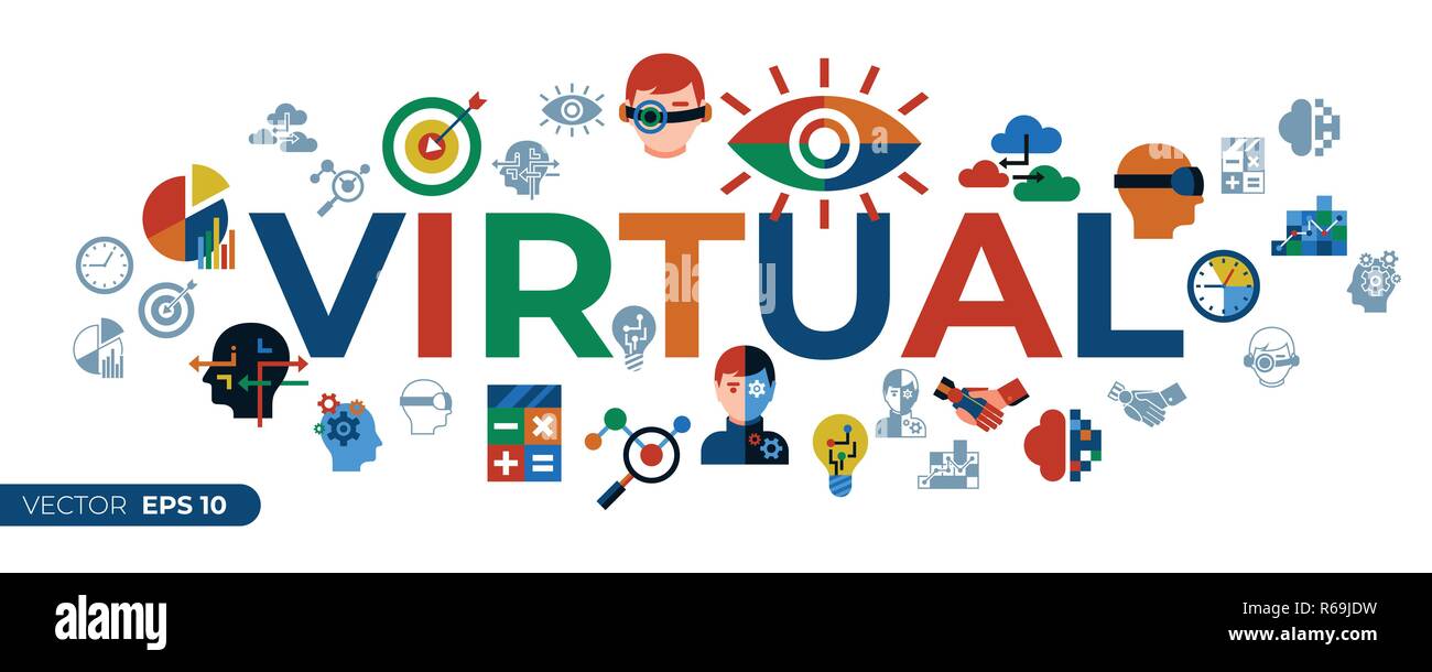 Digital vector augmented analytics and innovation technology icons set ...