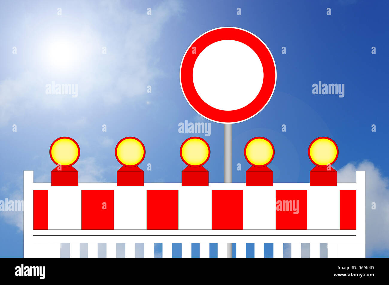 Construction Area Forbidden Way Barrier With Sign Stock Photo - Alamy