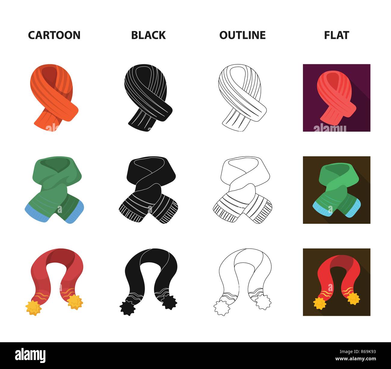 Various kinds of scarves, scarves and shawls. Scarves and shawls set ...