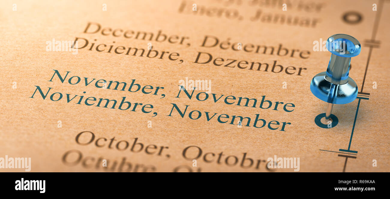 Focus on november, Months of the Year Calendar Stock Photo - Alamy