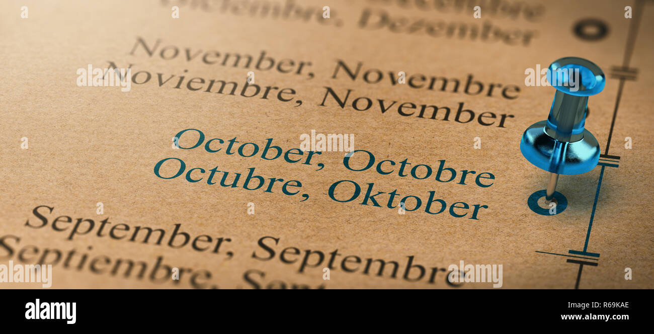 Focus on October, Months of the Year Calendar Stock Photo - Alamy