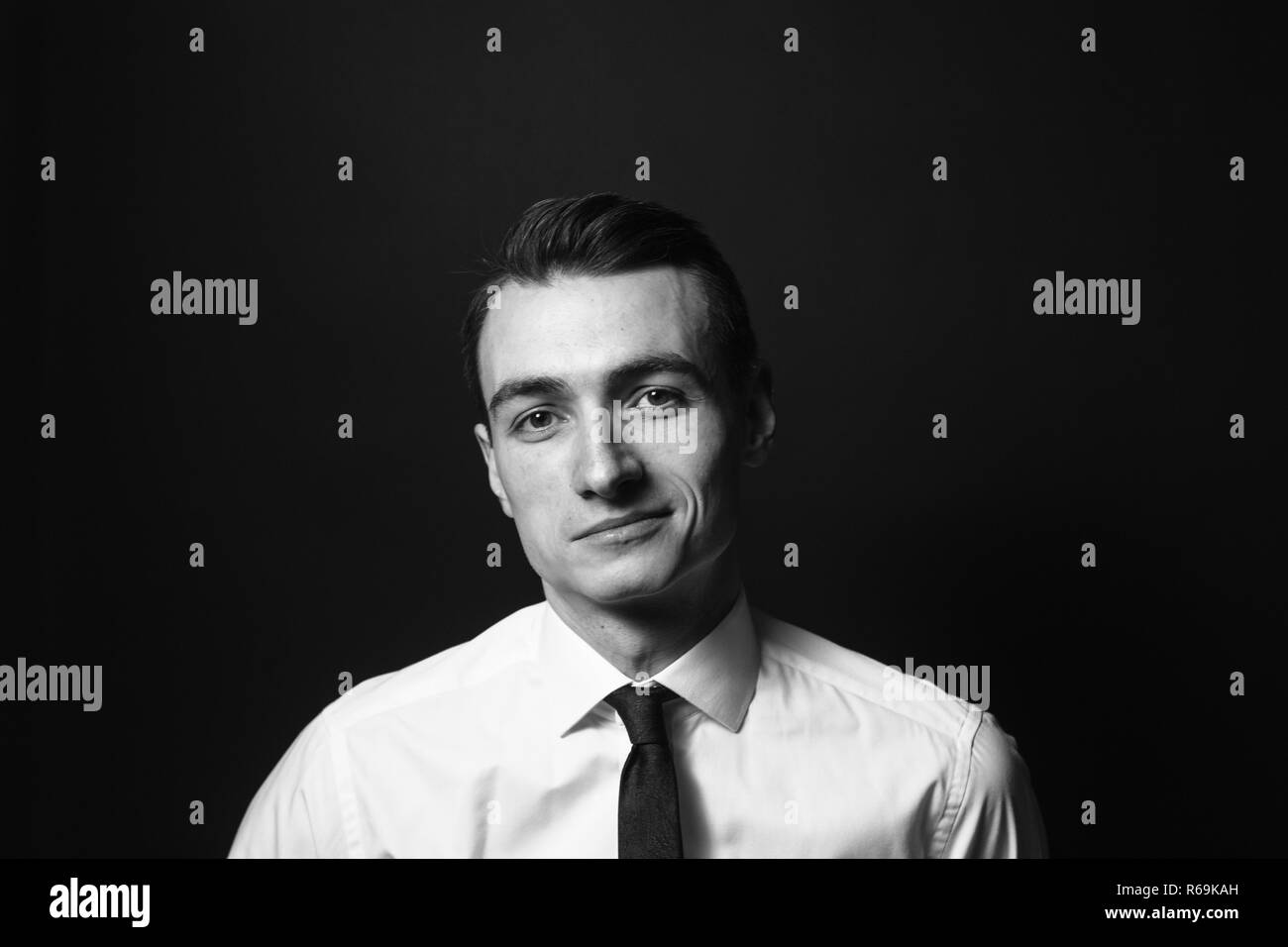 Smiling european white model Black and White Stock Photos & Images - Alamy