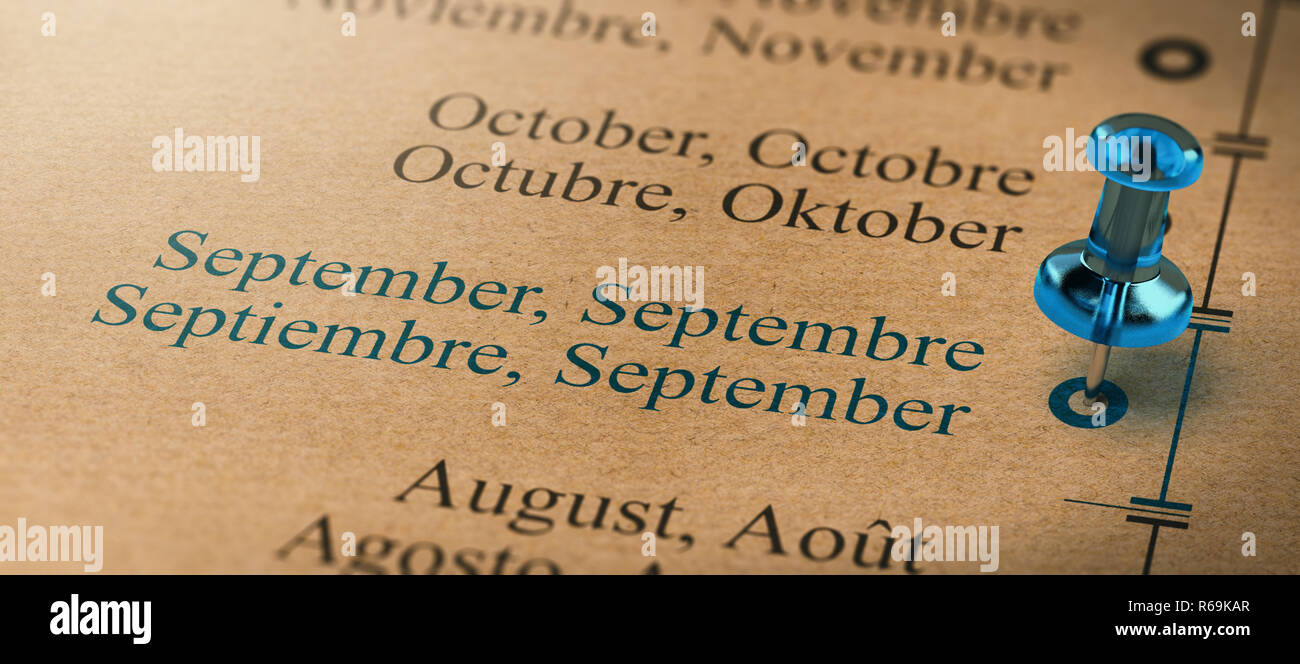 Focus on September, Months of the Year Calendar Stock Photo - Alamy