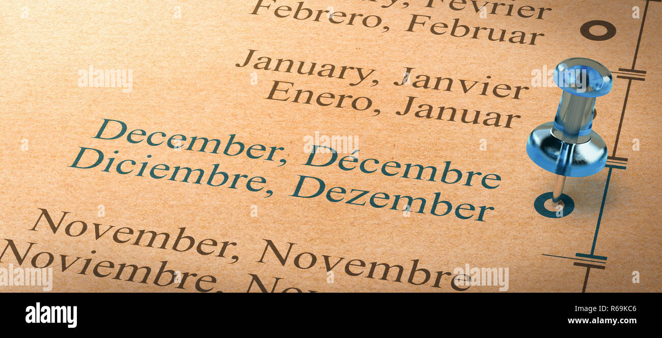 Focus on december, Months of the Year Calendar Stock Photo - Alamy