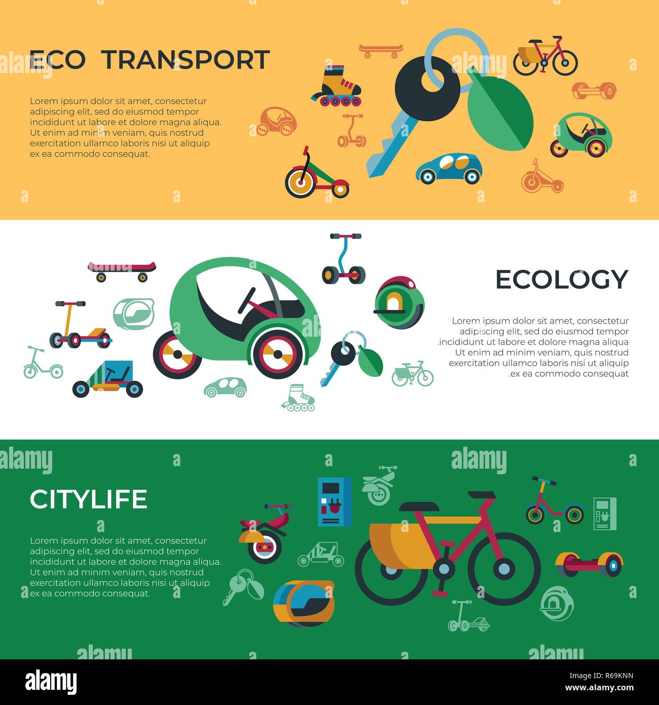 Digital vector eco green transport technology icons set infographics ...