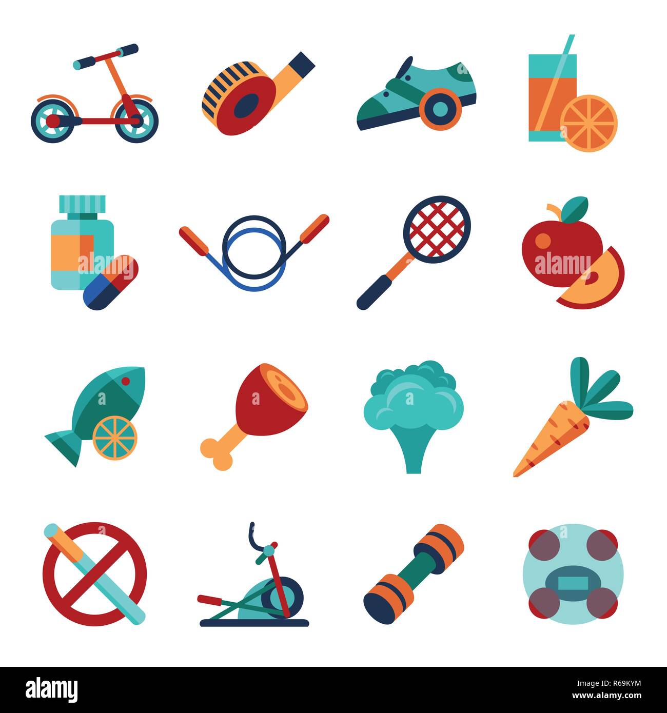 Digital vector healthy activity lifestyle icons set infographics Stock ...