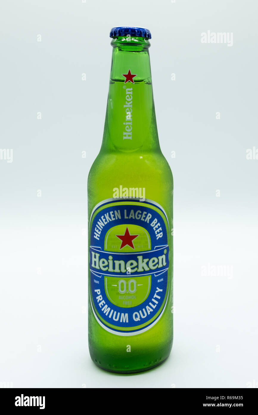 Largs, Scotland, UK - November 29, 2018: Bottle of Heineken 00% Low ...