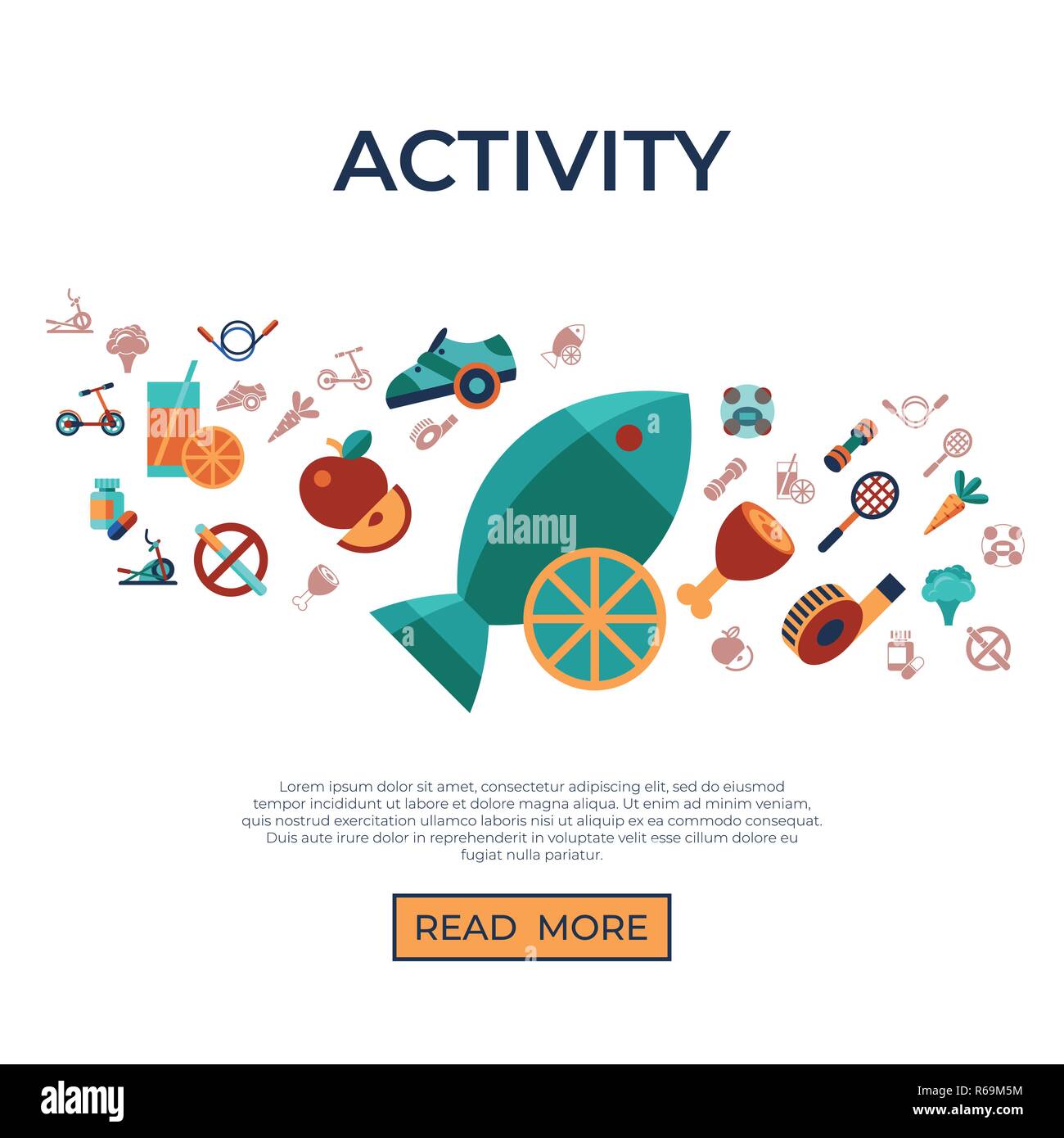 Digital vector healthy activity lifestyle icons set infographics Stock ...