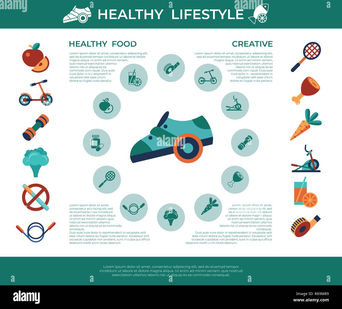 Digital vector healthy activity lifestyle icons set infographics Stock ...